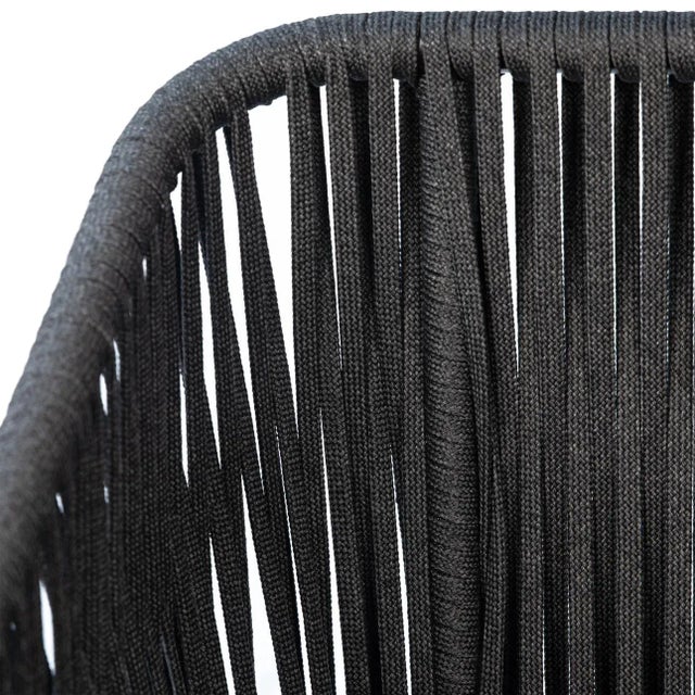 Black & Grey Rope Outdoor Dining Chair | Chairish