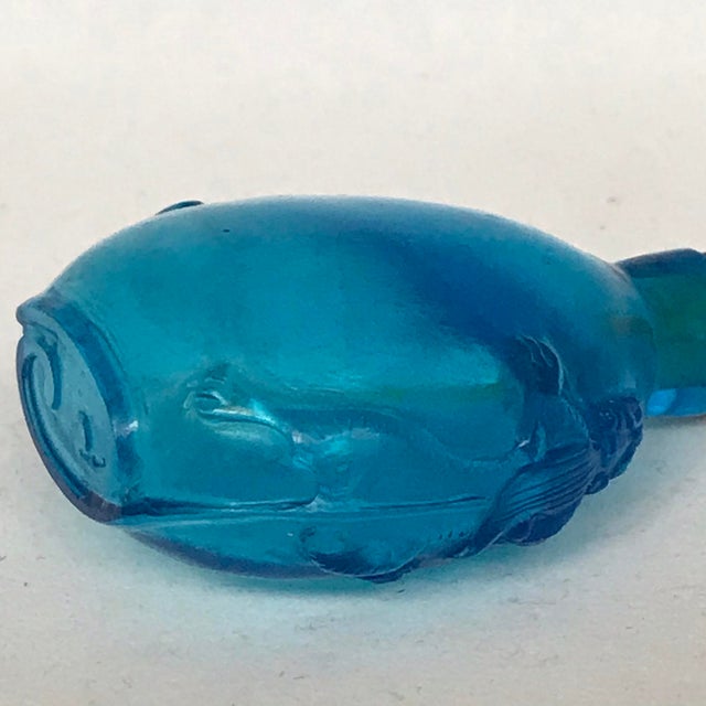 Vintage Clear Blue Snuff Bottle Decorated With Stylized Dragons | Chairish