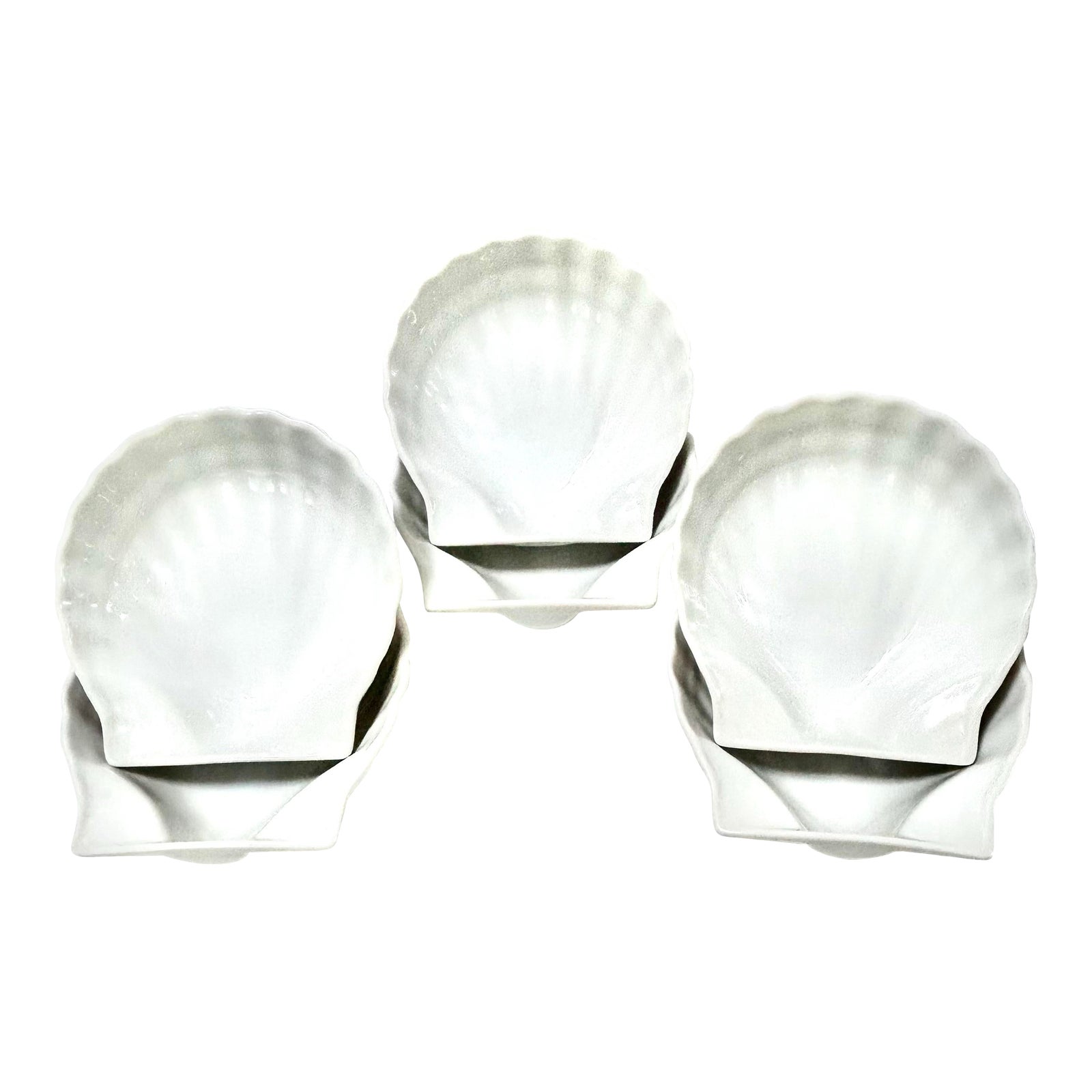 1980s White Porcelain Clam Shell Appetizer Plates – Coastal Set of 6 ...