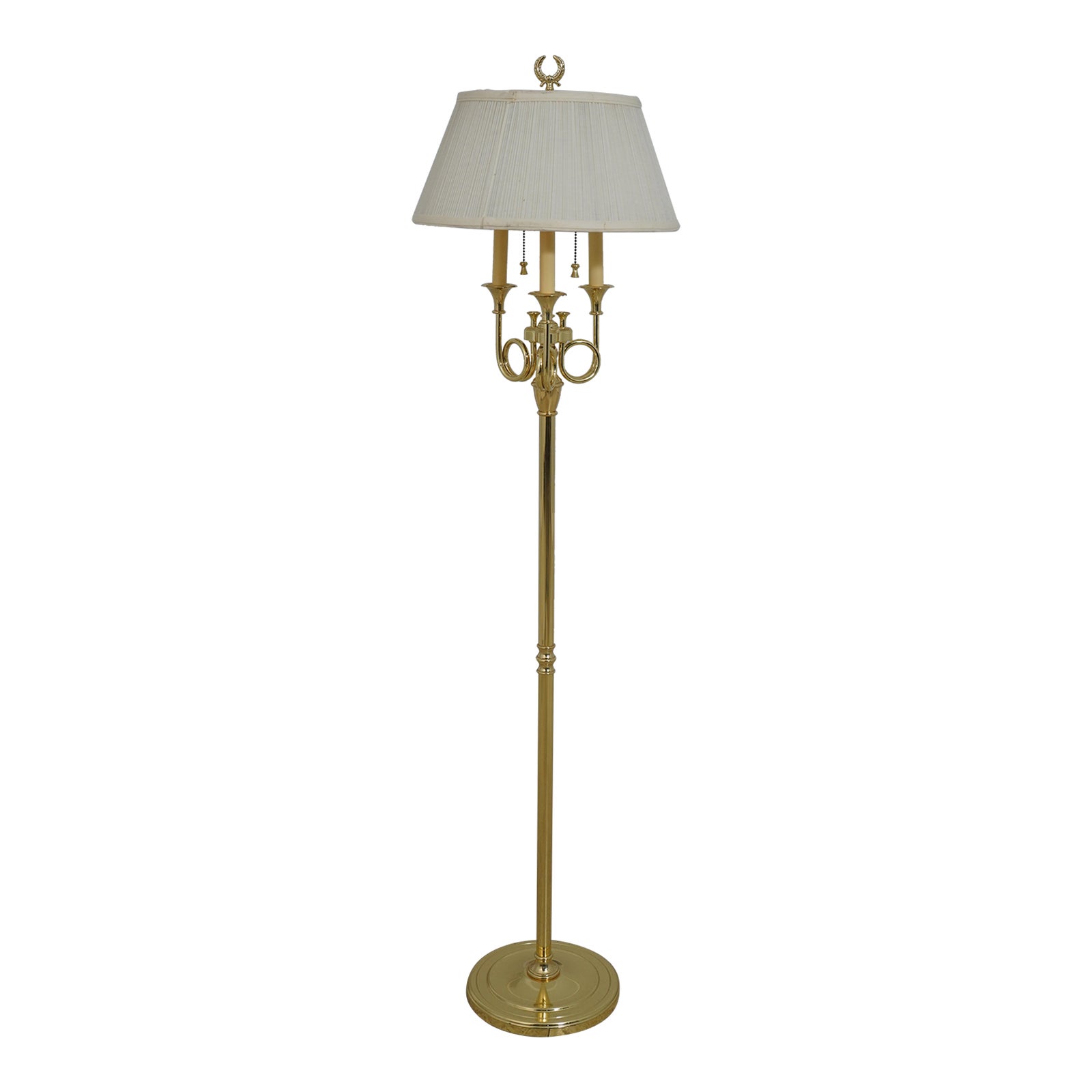 Baldwin Brass Floor Lamp W. Horn Shape Arms | Chairish