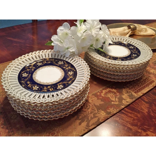 Vintage German Reticulated Gilt Cabinet Dessert Plates | Chairish