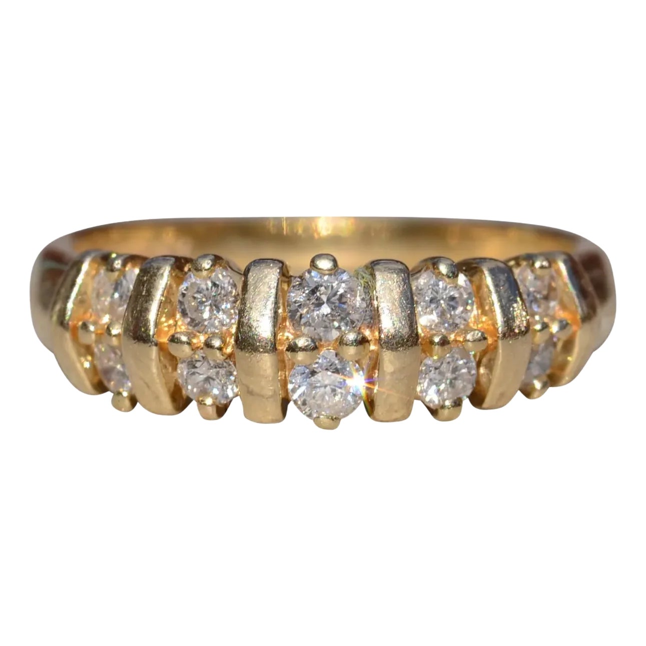 The Macclesfield: Bar Set Natural Diamond Ring in Yellow Gold | Chairish