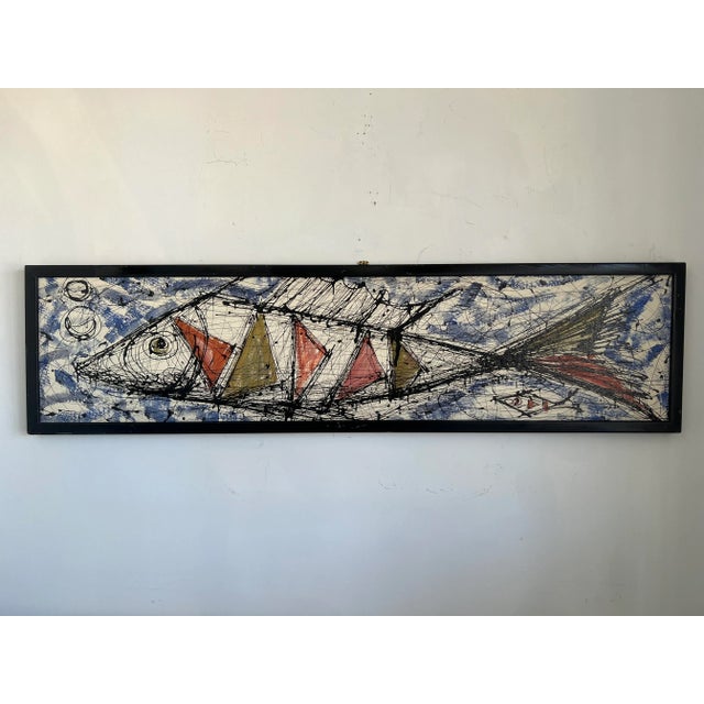 Vintage Overscaled Coastal Fish Painting | Chairish