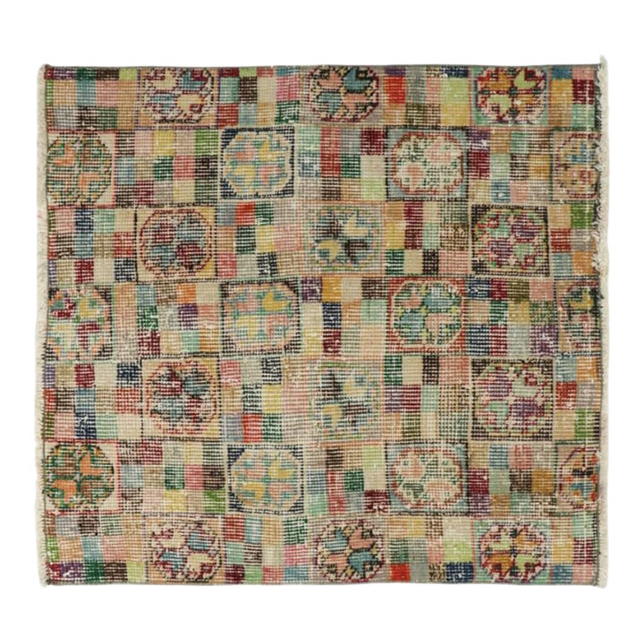 Vintage Zeki Múren Square Rug in Polychromatic Geometric Patterns | Rug ...