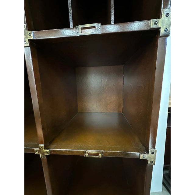 Campaign Style Leather Wrapped Bookcase | Chairish
