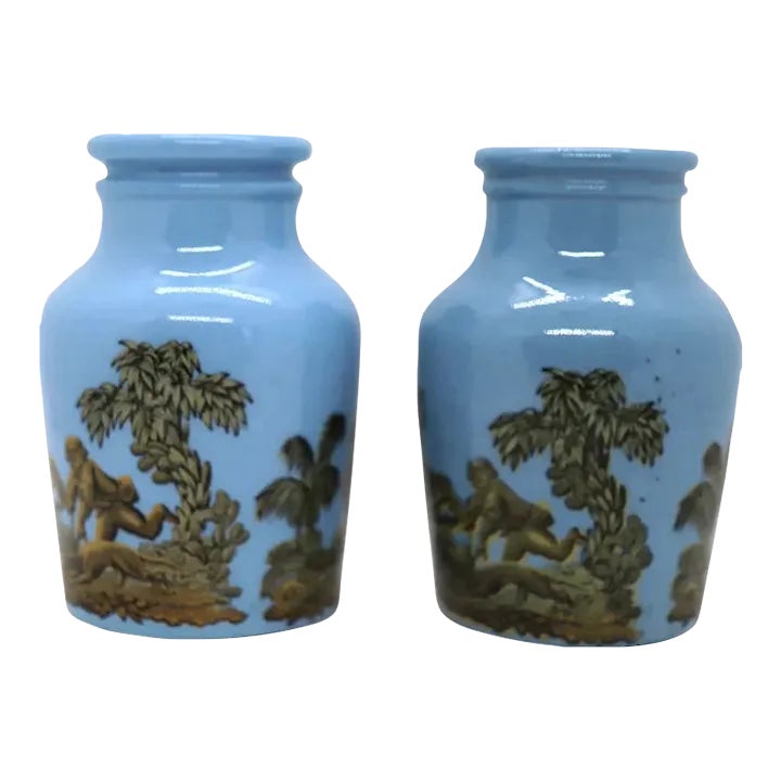 Mid 19th Century English Prattware Pottery Transferware Blue Potted ...