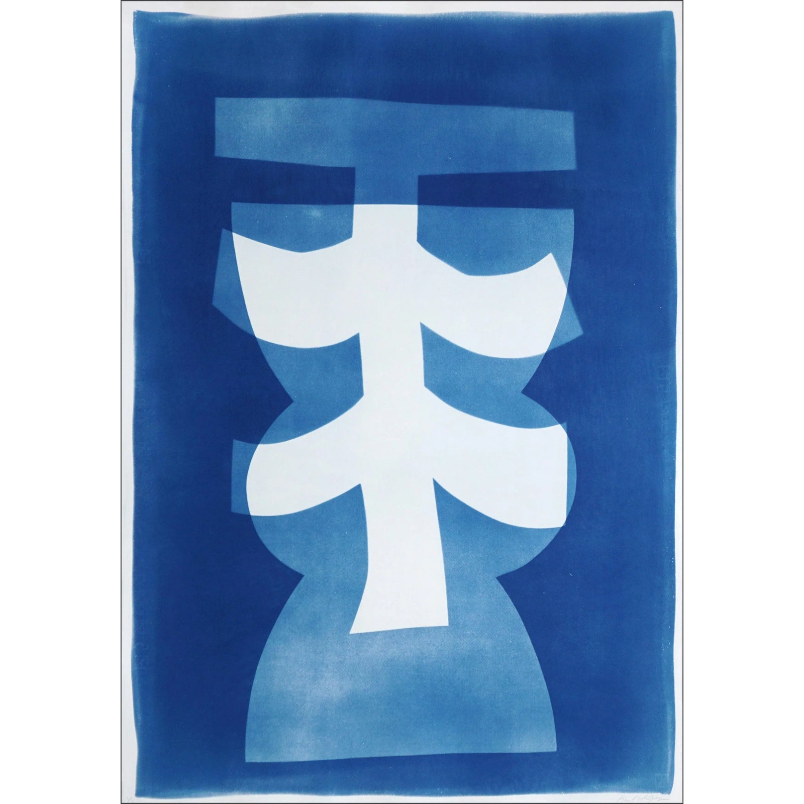 2025, Asian Totem, Geometric Figures Token in Blue and White, Handmade ...