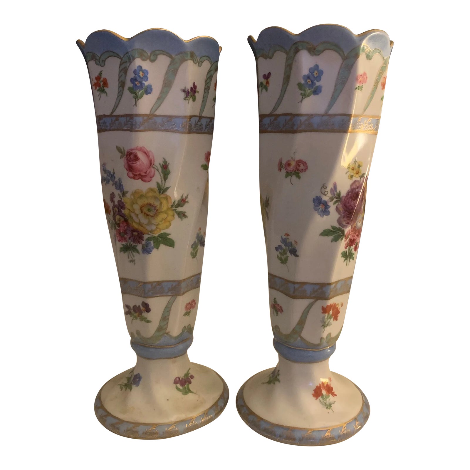 Pair of 1980s Chelsea House Port Royal Porcelain Vases | Chairish