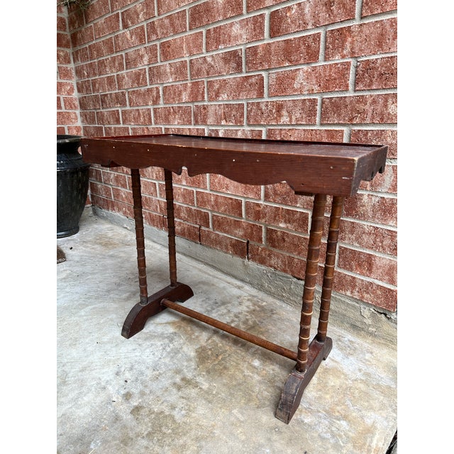 Antique Arts and Crafts Style Spool Leg Wooden Side Table | Chairish