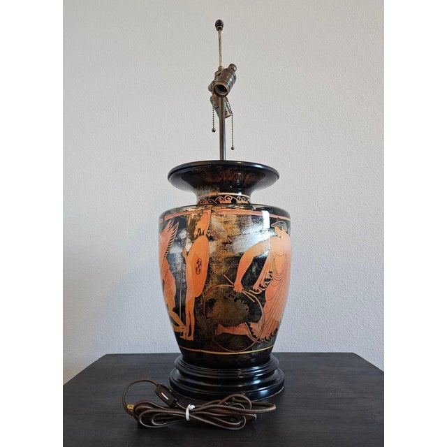 Ancient Greek Euphronios Red-Figure Pottery Style Table Lamp | Chairish