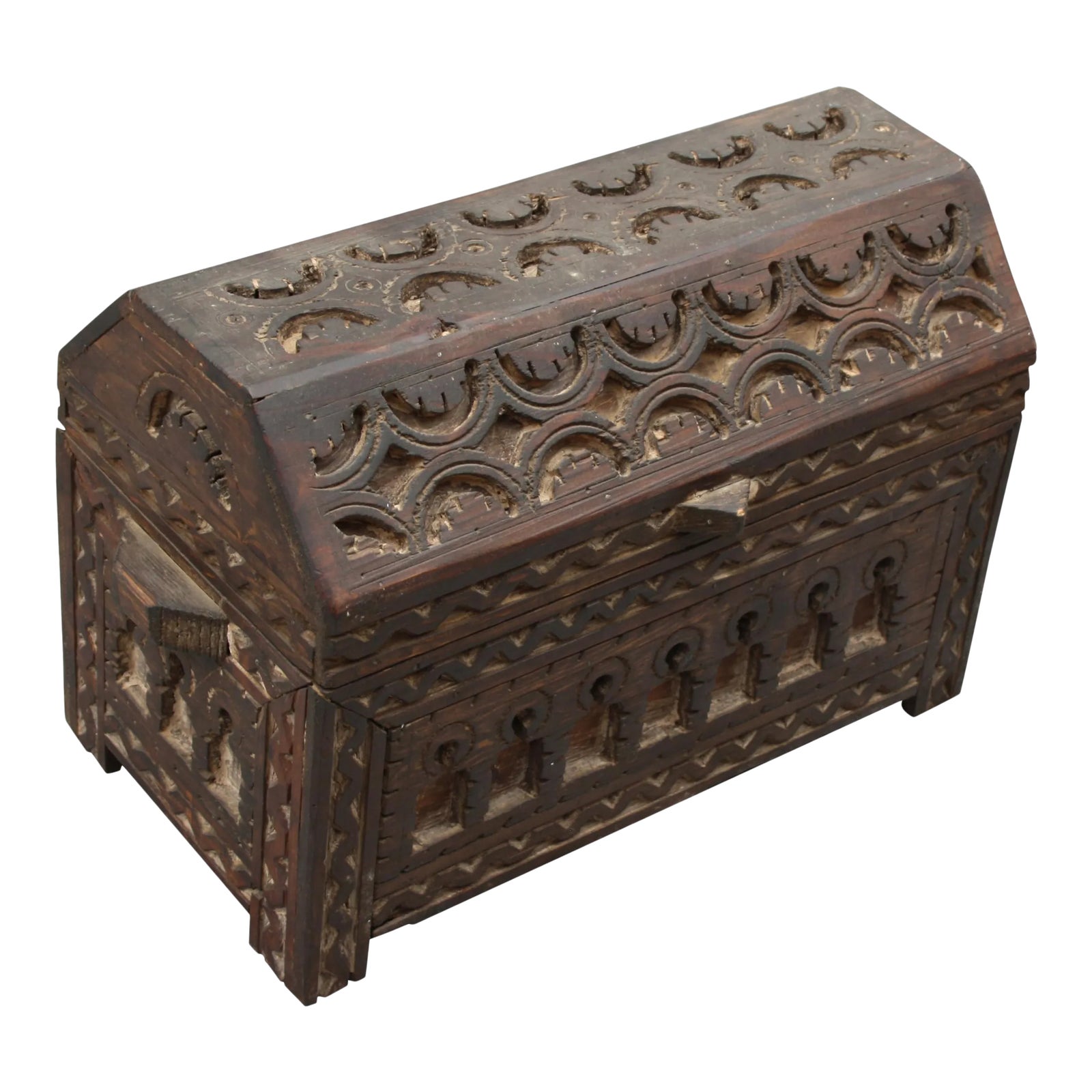 Hand-Carved Moroccan Berber Wooden Chest | Chairish