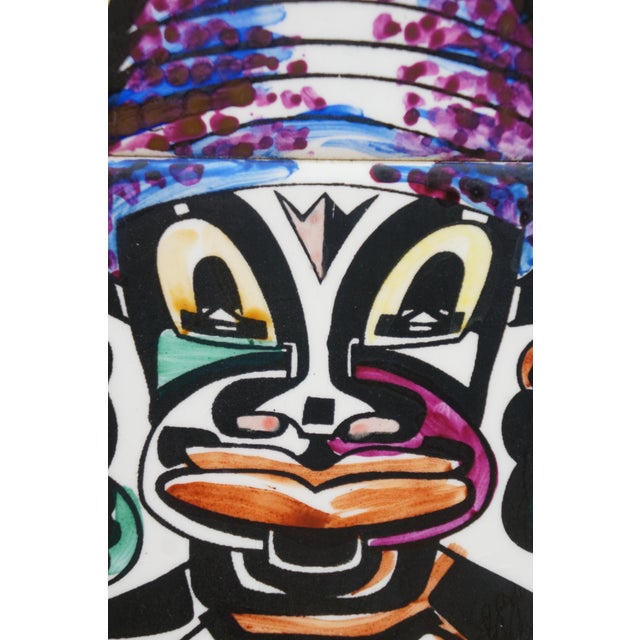 2 Julio Cuba South American Tribal Jester Face Masks Tile Art Plaque ...