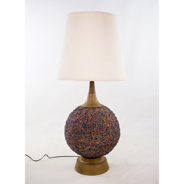 Mid-Century Modern Bronze Round Painted Table Lamp | Chairish