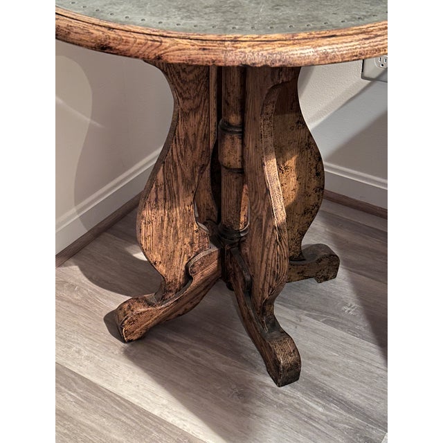 Arhaus Round Table With Tin Top | Chairish