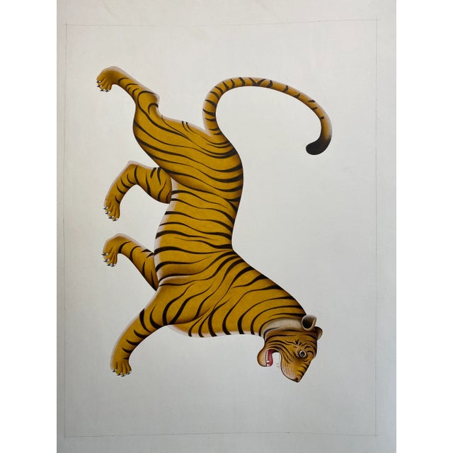 Indian Miniature Tiger Painting, Real Bengal Artwork Inspired as Folk ...