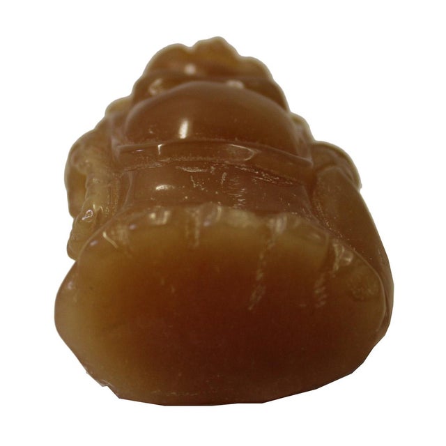 Chinese Golden Yellow Soap Stone Carved Small Happy Buddha Figure Art ...