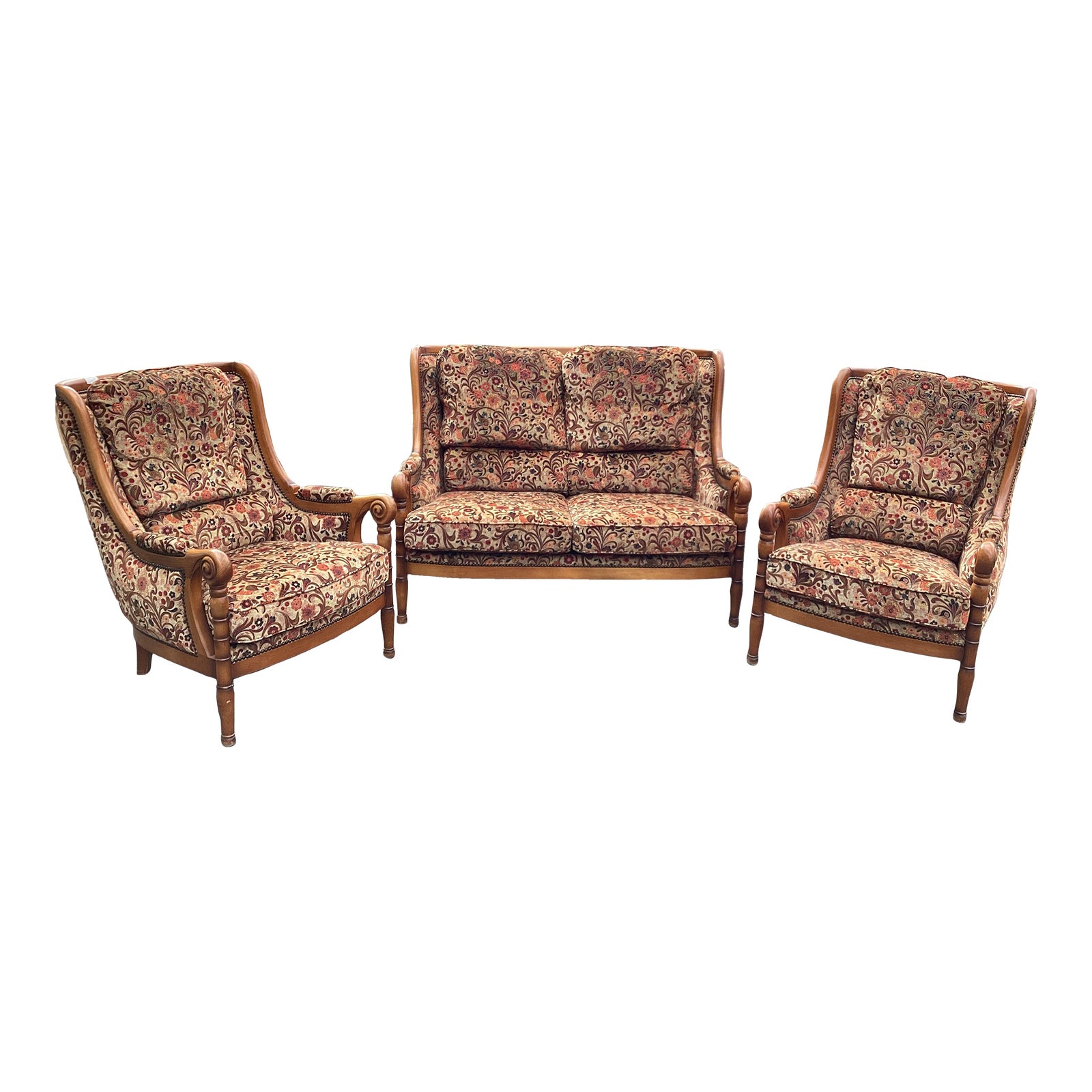 Super Comfortable French Velvet Salon Set | Chairish