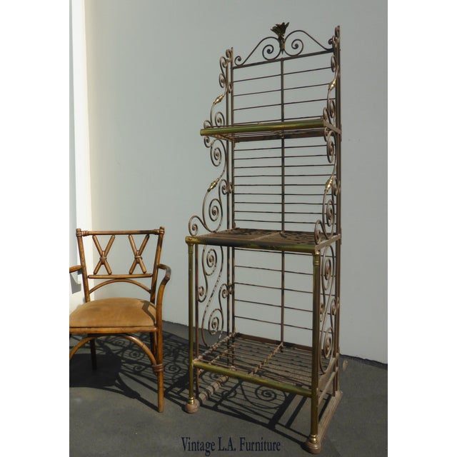Vintage French Country Style Wrought Iron And Brass Three Tier Bakers Rack Chairish