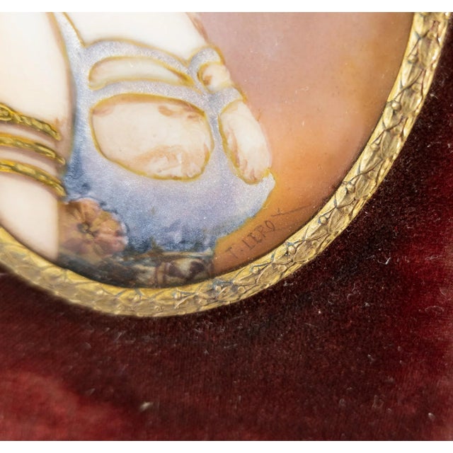 Early 20th Century French Limoges Enamel Portrait of a Beautiful Woman in Gilt Bronze Frame ...