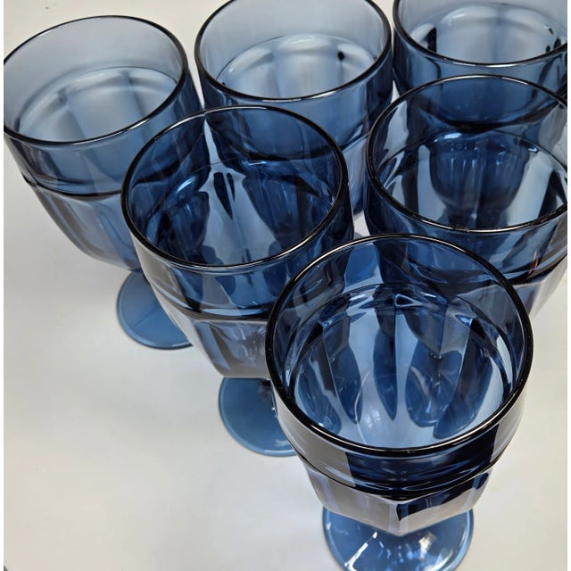 Deep Sapphire Blue Goblets- Set of Six | Chairish