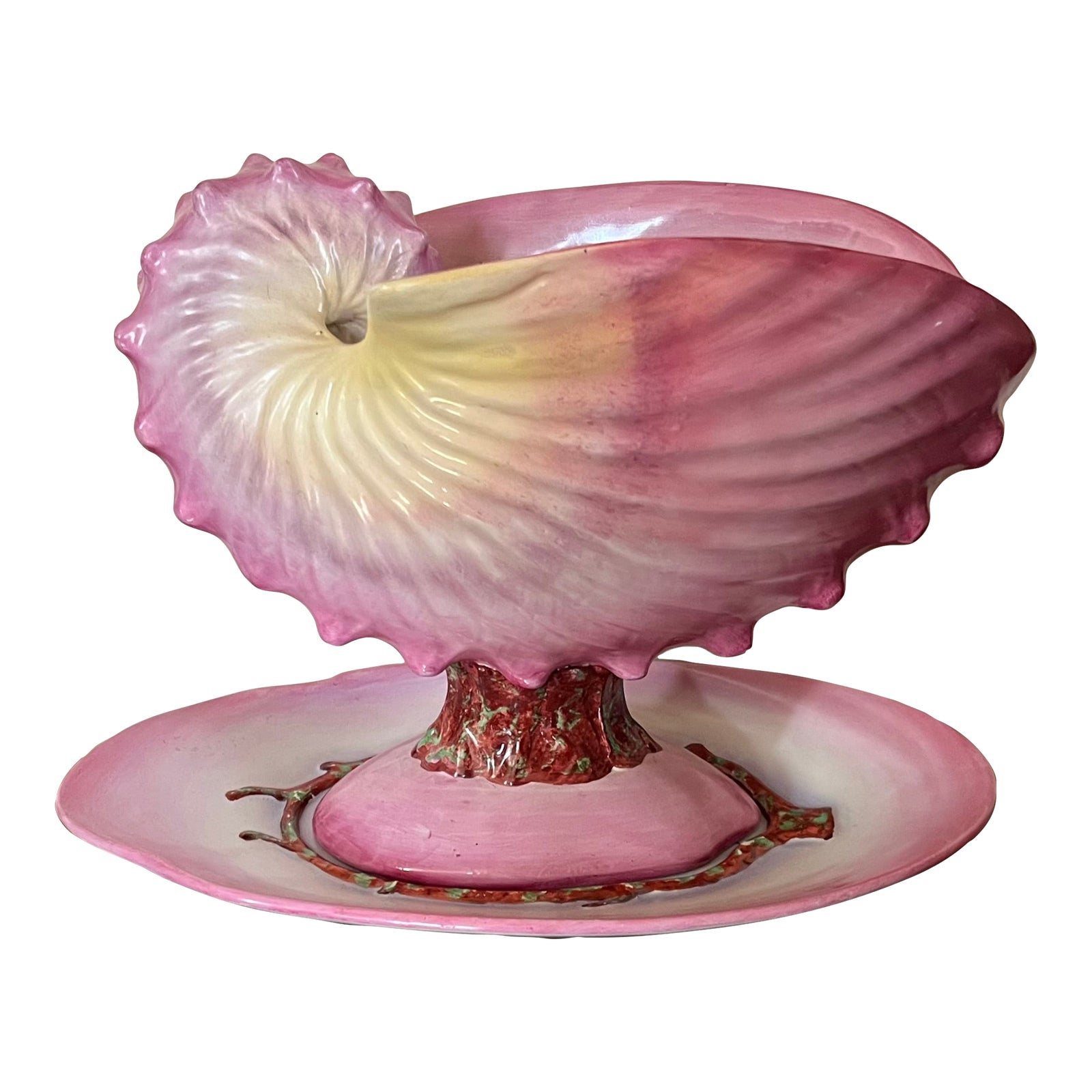 Antique 19th Century Wedgwood Pearlware Centerpiece - Pink Nautilus Sea ...