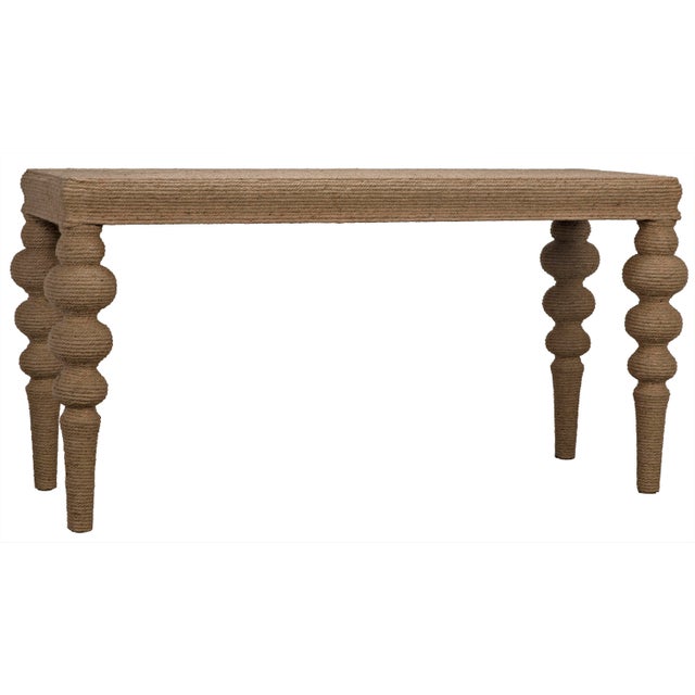 Turned Leg Ismail Rope Coastal Console Table | Chairish