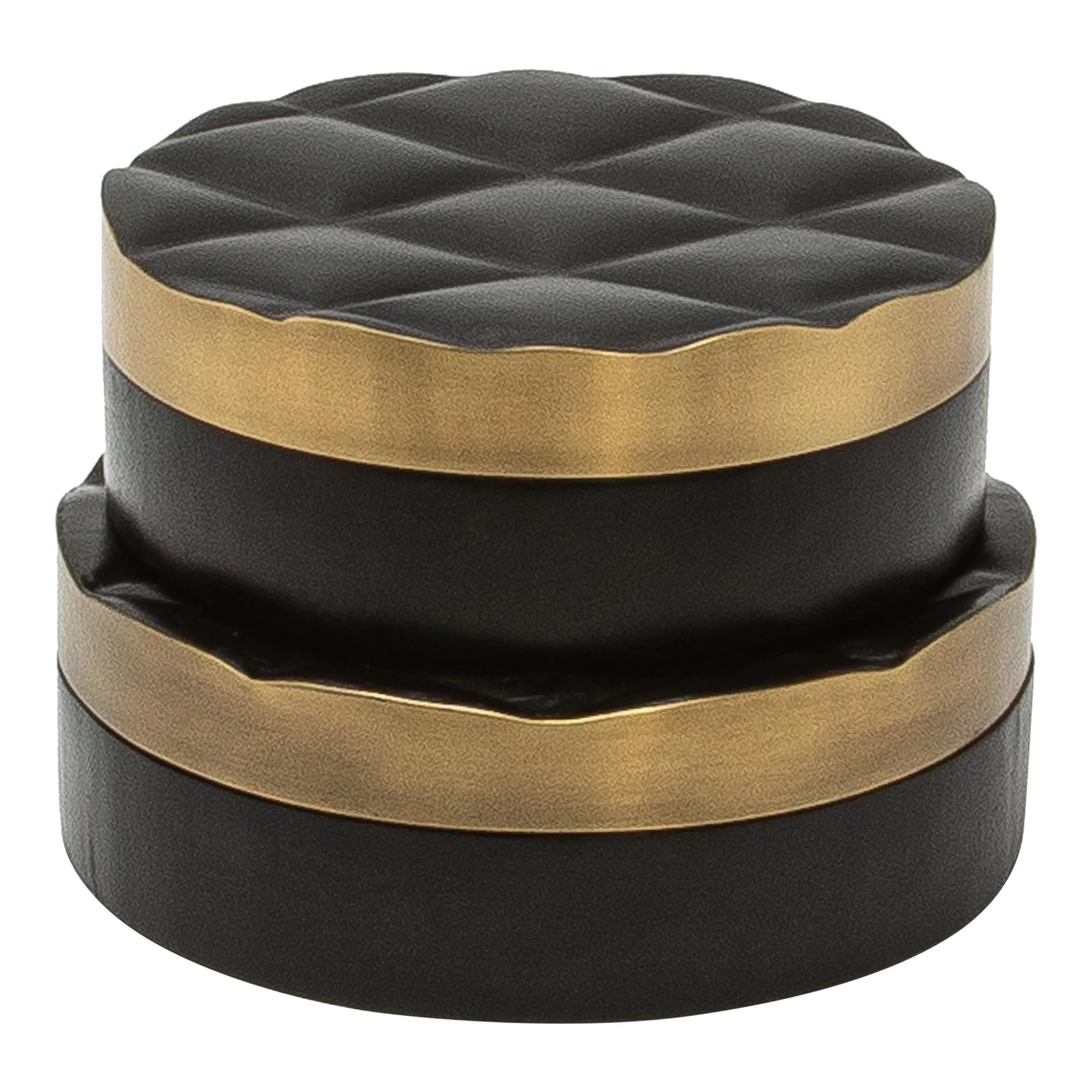 Set of 2 Quilted Boxes in Black Oak With Bronze Patina Brass by Kifu ...
