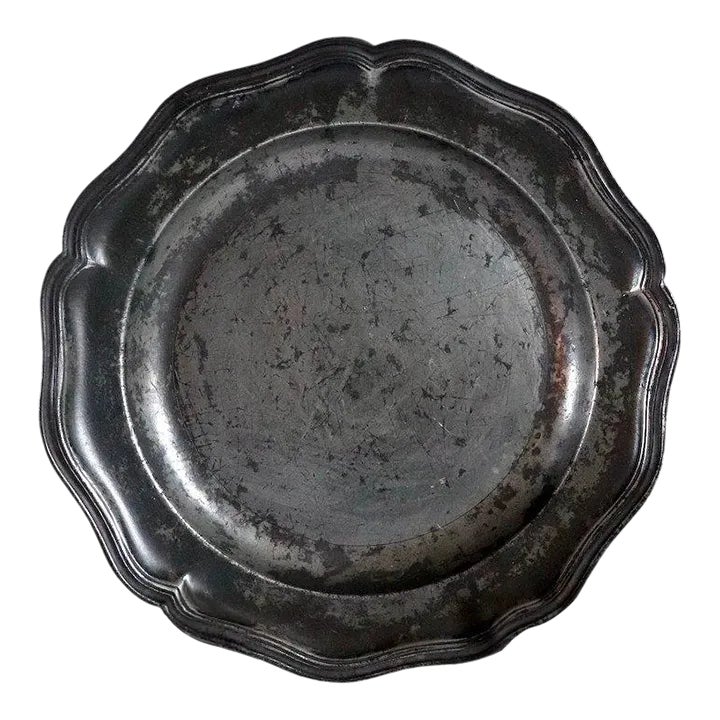 Large Continental Pewter Wavy Edge Multi-reed Plate | Chairish
