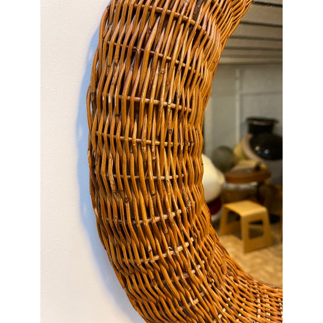 1970s Round Rattan Mirror- a Pair | Chairish