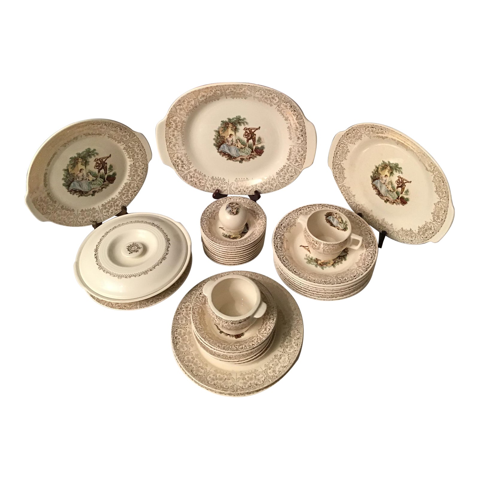 1940s 22 Karat Gold American Limoges Ceramic Dinner - Set of 35 | Chairish