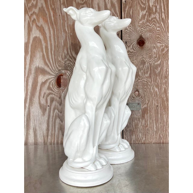 Late 20th Century Vintage Regency Glazed Ceramic Whippets - a Pair ...