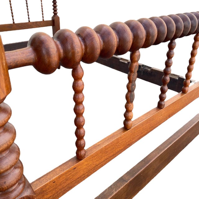 Antique Jenny Lind Spool Bobbin Turned Spindle Four Poster Bed | Chairish