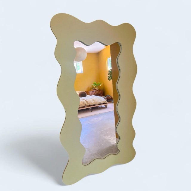 Handmade Wavy Floor Mirror | Chairish