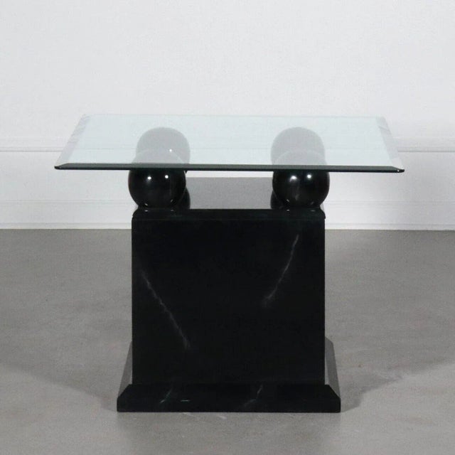 Modern Faux Black Marble Sphere Side Table | Chairish