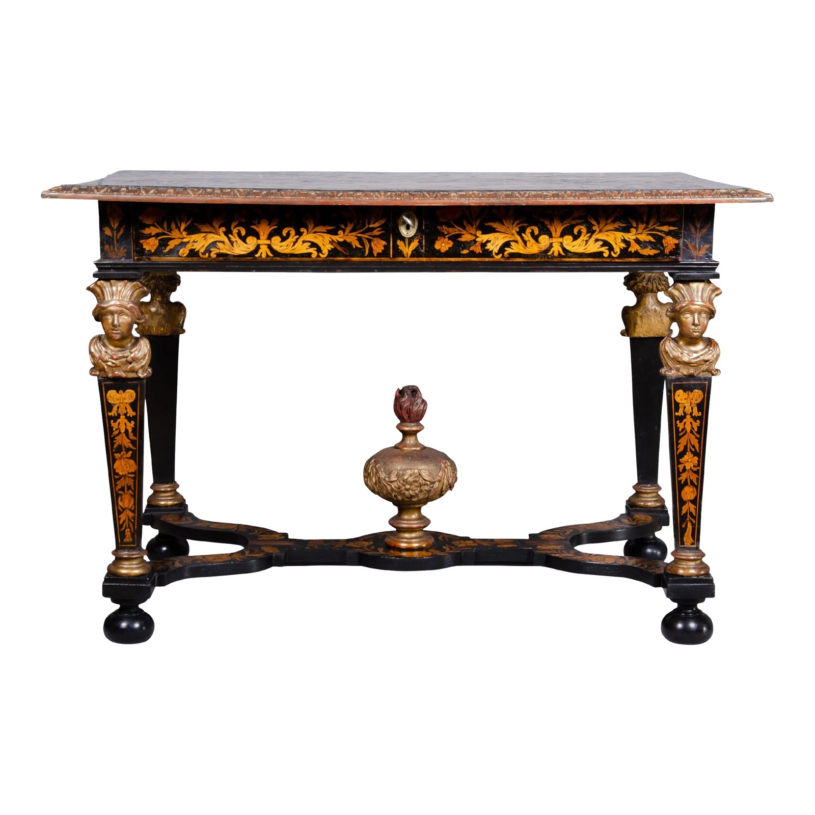 Louis XIV Marquetry and Ebonized Writing / Center Table | Chairish