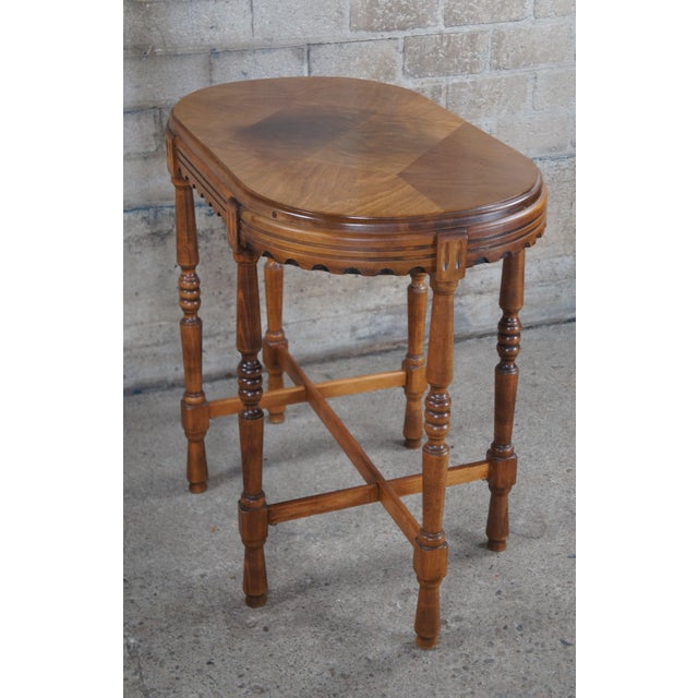 Early 20th Century Victorian Revival Walnut Oval Side End Accent Parlor ...