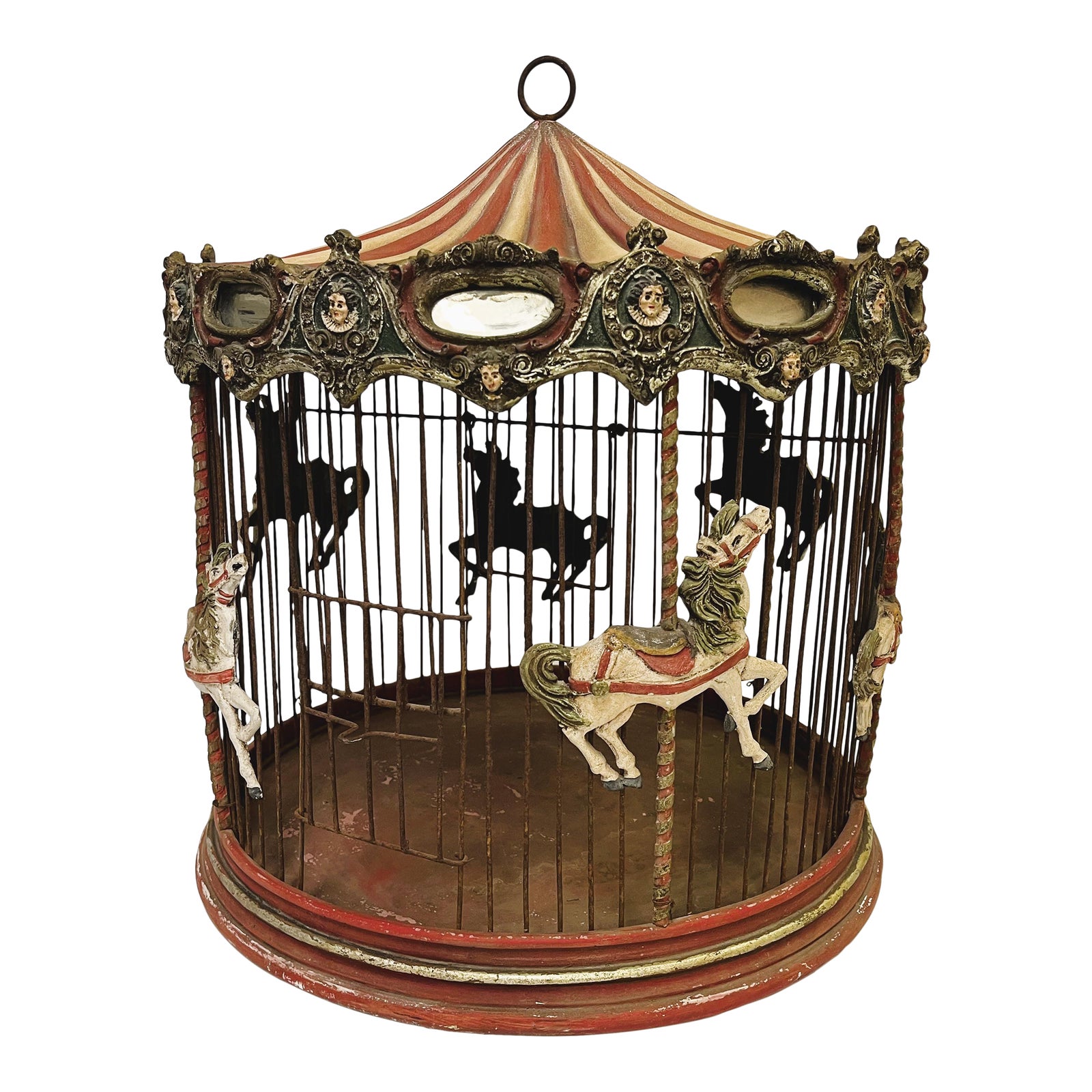 Early 1900's Hand Crafted Whimsical Circus Carousel Birdcage With ...