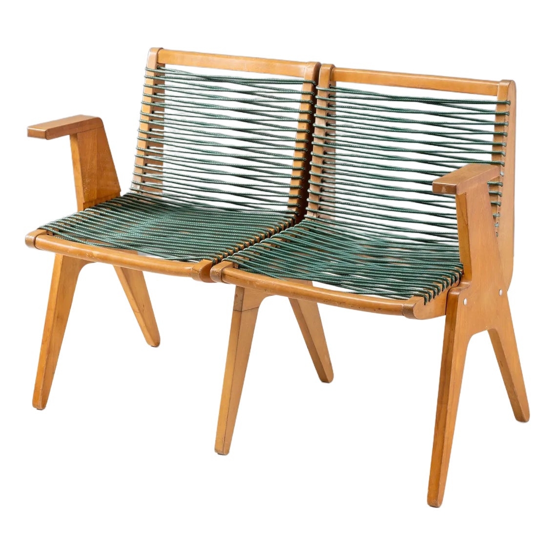1950s Klaus Grabe 2-Seat Corded Bench | Chairish