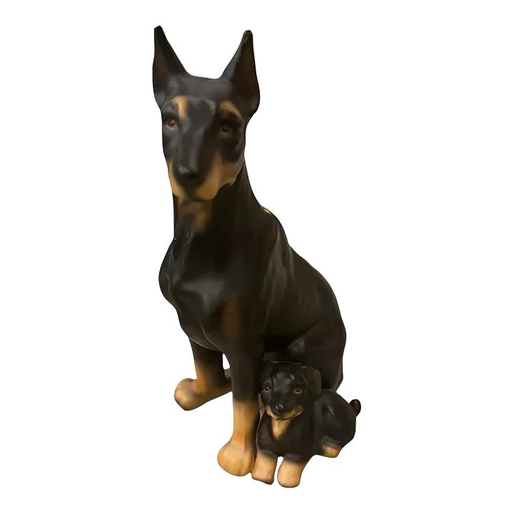 Ceramic Doberman Pincher Made in 1983 Japan Signed | Chairish