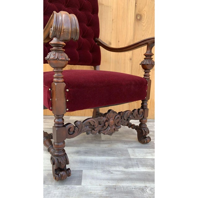 1920s Antique French Regency Style Ornate Caved Walnut Throne Chairs ...