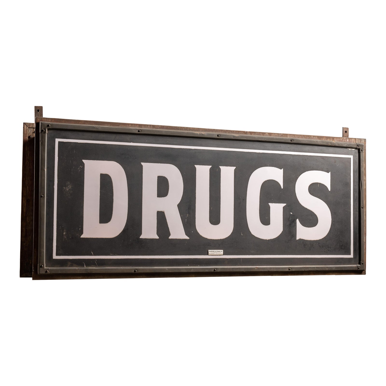 Early 20th Century Chicago Milk Glass Pharmacy Drugs Sign | Chairish