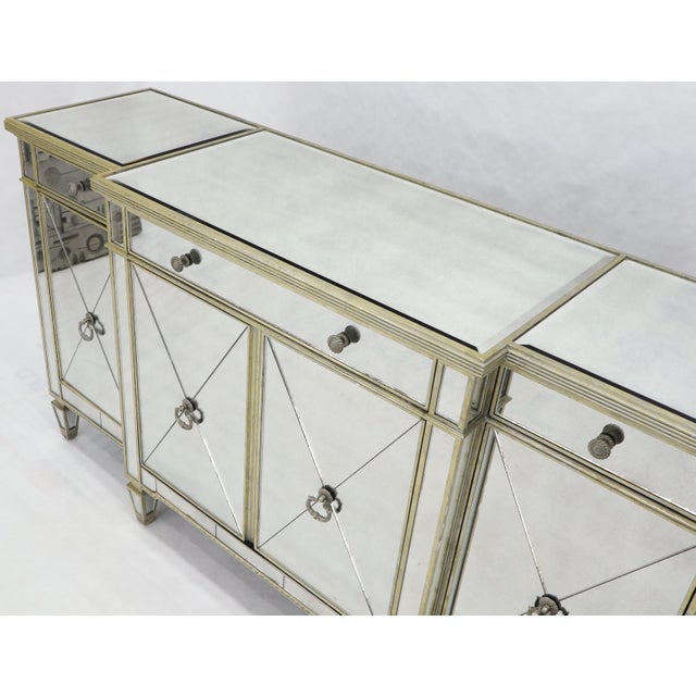 Mirrored Glass 4-Door Sideboard | Chairish