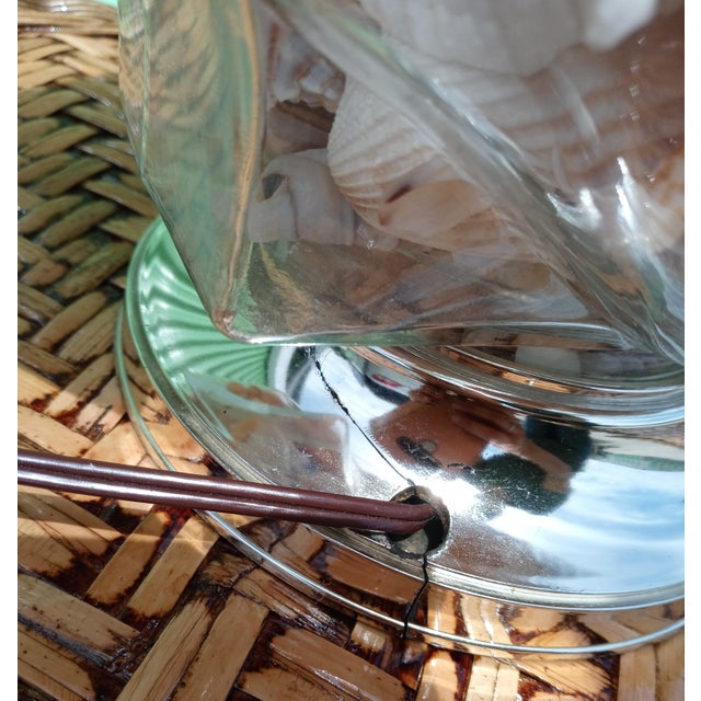 Vintage Glass Clam Shell Shape Filled With Seashells Coastal Table ...