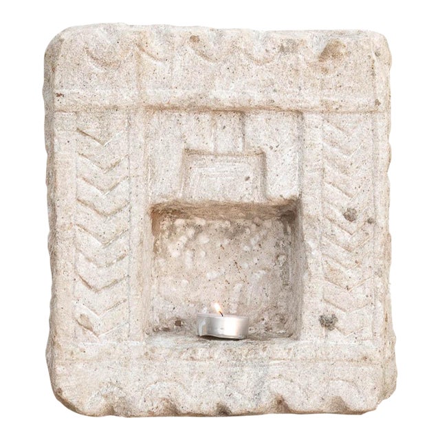 Bleached Carved Stone, Temple Antique Niche | Chairish
