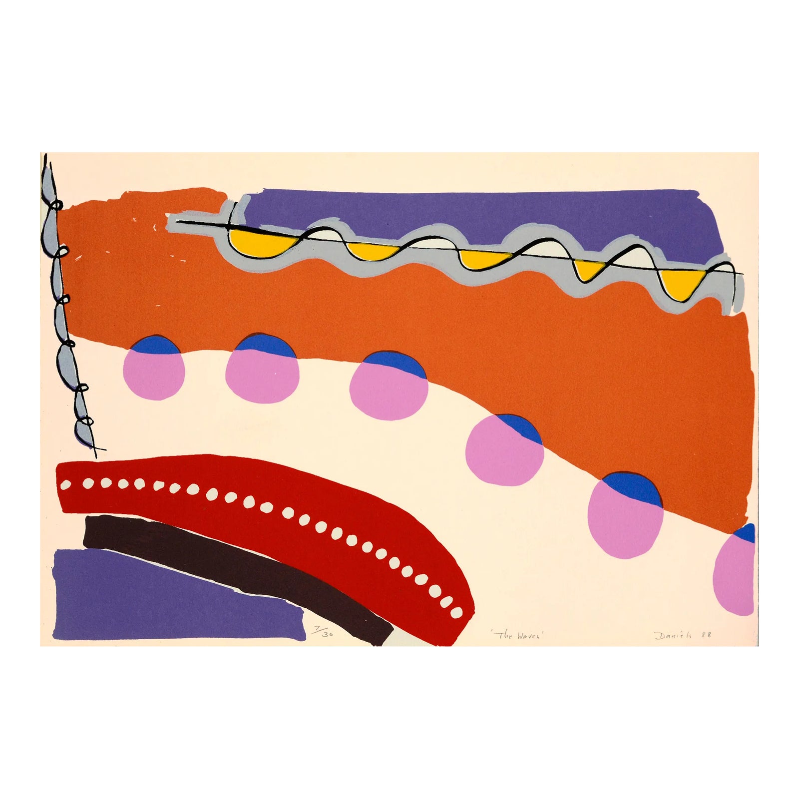 "The Waves" Vintage Abstract Geometric Screen Print, 7/30 by Harvey ...