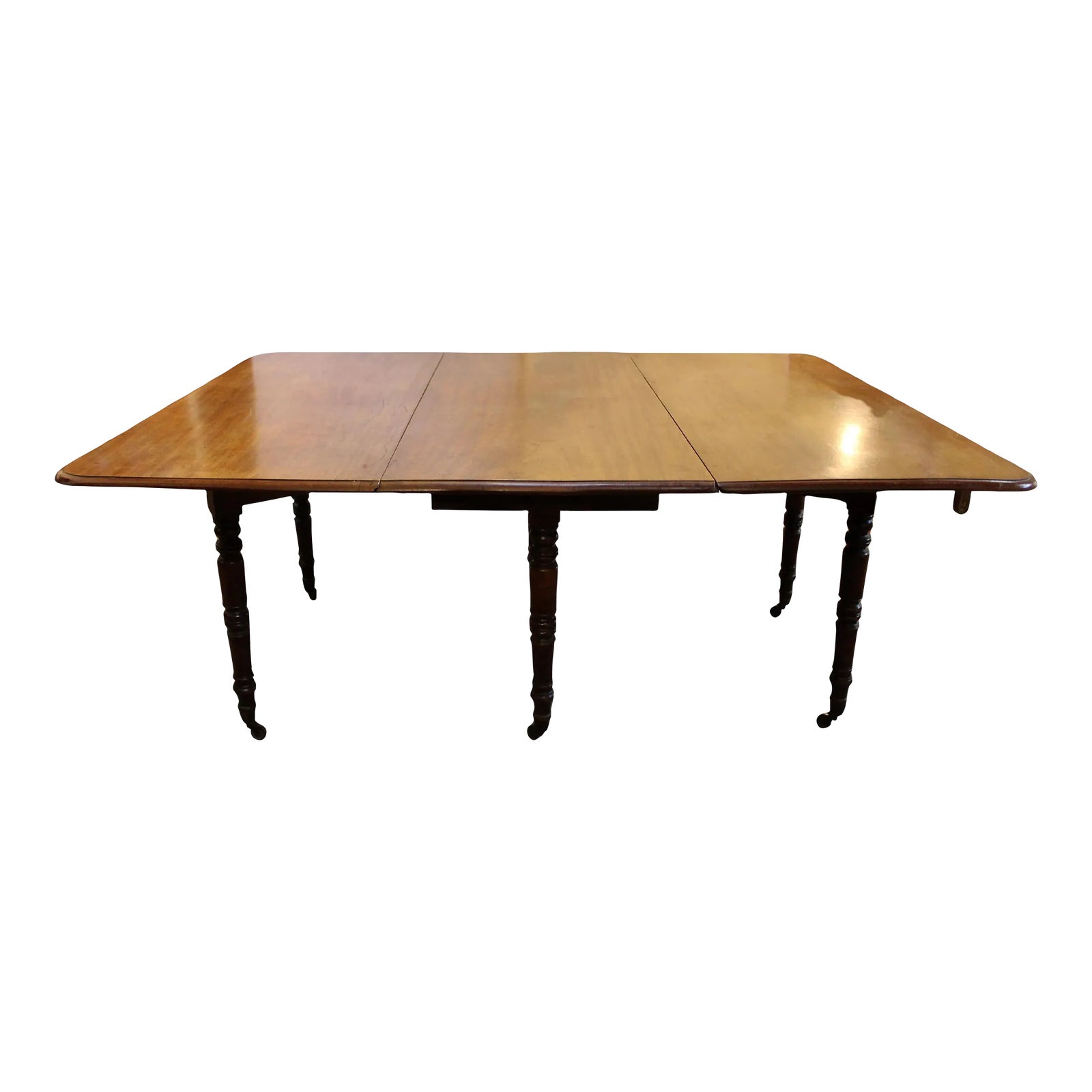 Early 19th Century English Double Gated Drop Side Dining Table | Chairish