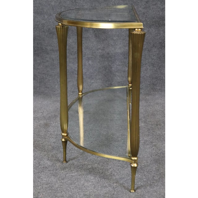 French Art Deco Style Brass Two Tier Glass Top Demilune Console Table ...