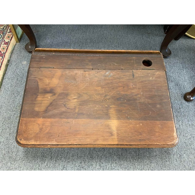 1890 Wooden School Desk Top | Chairish