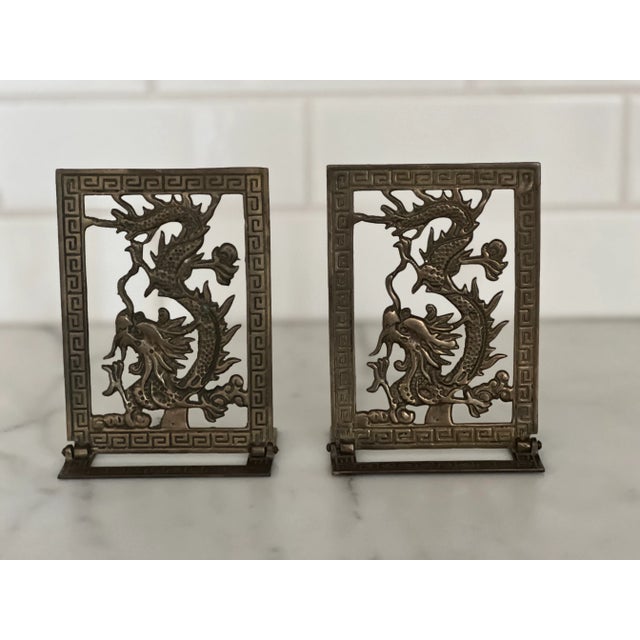 Vintage Mid-Century Brass Asian Inspired Greek Key Bookends - a Pair ...