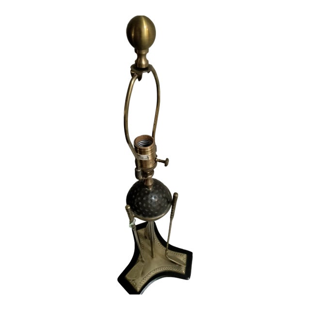 Vintage Brass Golf Theme Table Lamp | Chairish